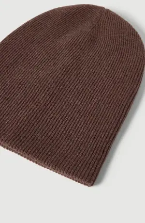 Brunello Cucinelli Cashmere English Rib Knit Beanie - Pine Cone Brown