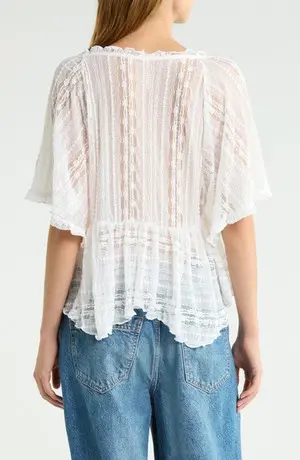 Free People In Your Dreams" Lace Top - Clean Ivory