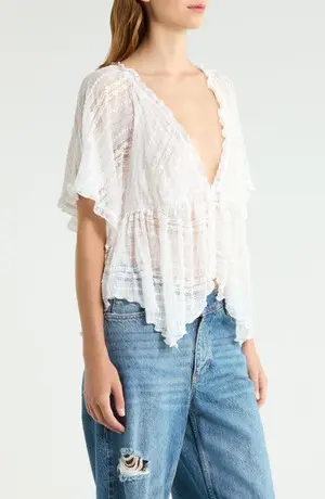 Free People In Your Dreams" Lace Top - Clean Ivory
