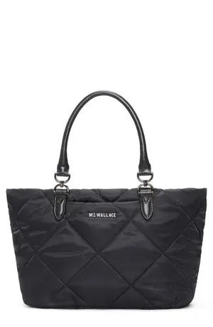 Mz Wallace Small Madison East/west Quilted Nylon Tote - Black