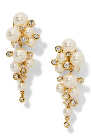 Nadri Imitation Pearl And Cubic Zirconia Cascade Earrings