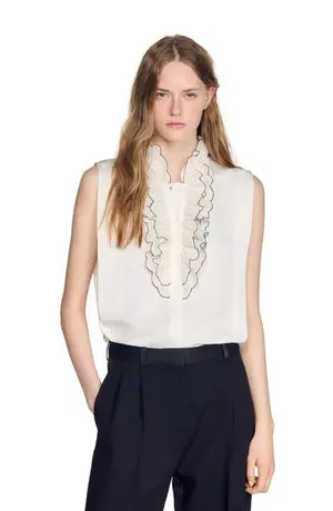 Sandro Ruffled Collar Shirt