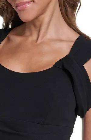 Eliza J Drape Detail Stretch Crepe Mermaid Gown