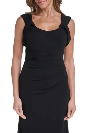 Eliza J Drape Detail Stretch Crepe Mermaid Gown