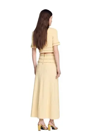 Sandro Long Knit Skirt With Tassels