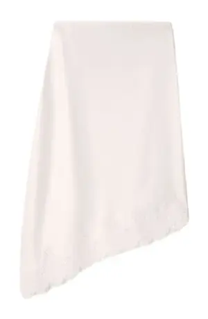 Sandro Asymmetrical Satin Skirt With Lace - Ecru