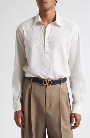 Valentino Garavani Vlogo Buckle Signature Leather Belt