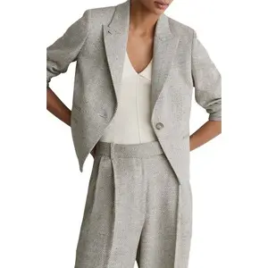 REISS Ezra Herringbone Cropped Blazer