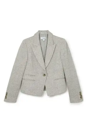 REISS Ezra Herringbone Cropped Blazer