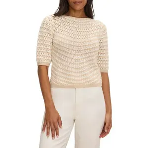 NIC+ZOE Stripe Pointelle Knit Sweater - Neutral Multi