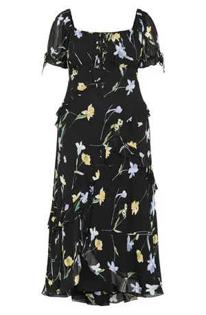 City Chic Shayla Floral Print Ruffle Dress