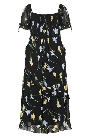 City Chic Shayla Floral Print Ruffle Dress