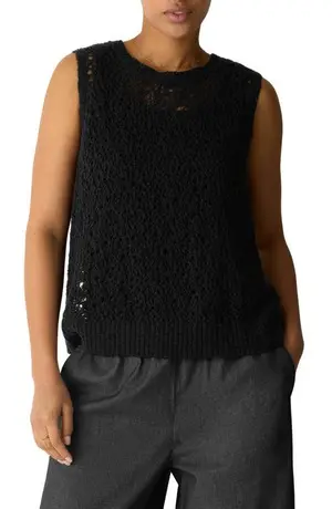 Eileen Fisher Organic Cotton Pointelle Shell