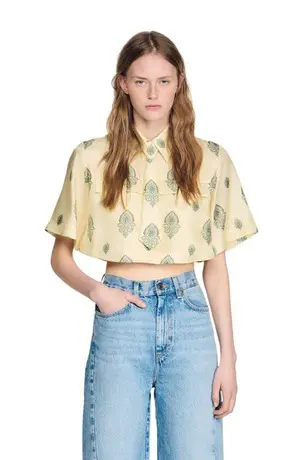 Sandro Paisley Print Crop Top
