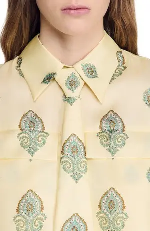 Sandro Paisley Print Crop Top