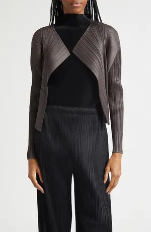 Issey Miyake Pleated Open Front Cardigan