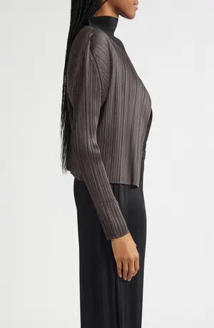Issey Miyake Pleated Open Front Cardigan
