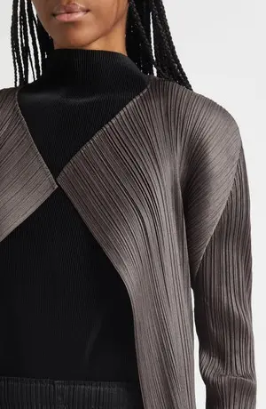 Issey Miyake Pleated Open Front Cardigan