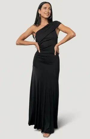 BALTIC BØRN Leon One Shoulder Gown - Black