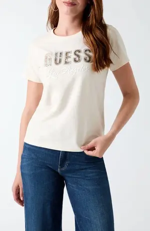Guess Snake Script Rhinestone Graphic T-shirt - G012-open