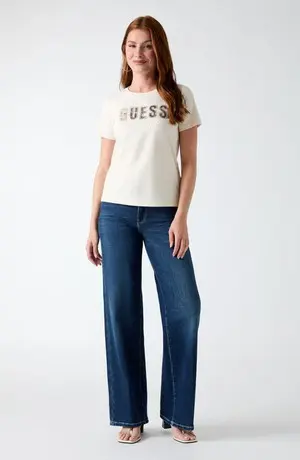 Guess Snake Script Rhinestone Graphic T-shirt - G012-open
