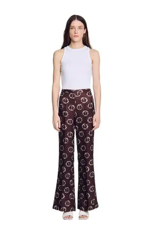 Sandro Floral-print Floaty Trousers