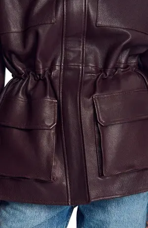 Sandro Oversized Leather Collar Jacket
