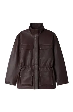 Sandro Oversized Leather Collar Jacket