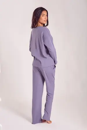 ICOLLECTION Waffle Knit Sleep Set With Drawstring Pants