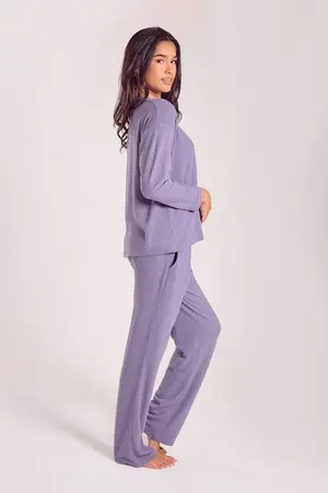 ICOLLECTION Waffle Knit Sleep Set With Drawstring Pants