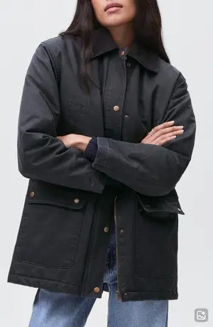 Mango Waxed Effect Cotton Blend Jacket - Navy