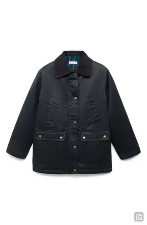 Mango Waxed Effect Cotton Blend Jacket
