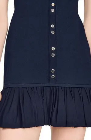 Sandro Short Knit Dress With Ruffles