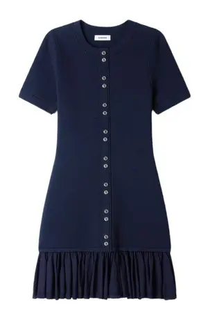 Sandro Short Knit Dress With Ruffles