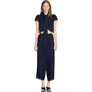 Sandro Fluid Paisley Jacquard Trousers - Black