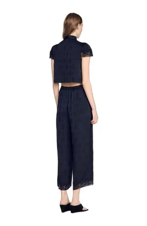 Sandro Fluid Paisley Jacquard Trousers