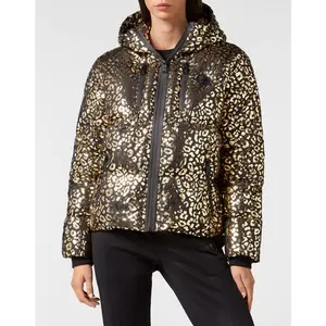 PLEIN SPORT Nylon Puffer Jacket Leopard - Gold