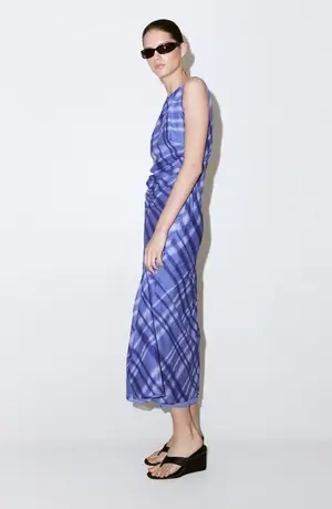 Mango Printed Cotton Sleeveless Bateau Neck Dress