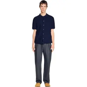 Sandro Terry Knit Shirt - Navy Blue