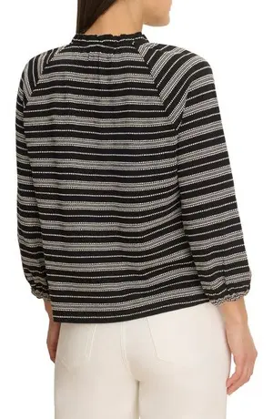 NIC+ZOE Jacquard Stripe Knit Cotton Top