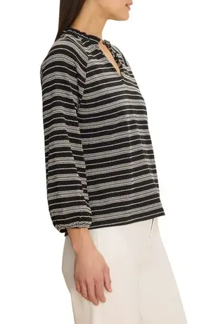 NIC+ZOE Jacquard Stripe Knit Cotton Top