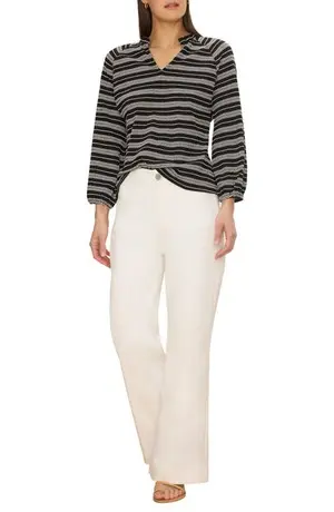 NIC+ZOE Jacquard Stripe Knit Cotton Top
