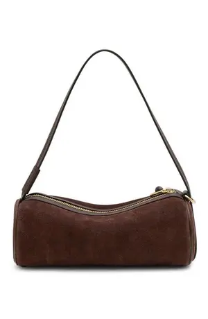 AIMEE The Skipper Barrel Leather Shoulder Bag - Fudge Suede