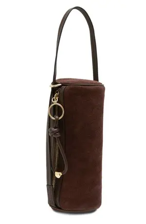 AIMEE The Skipper Barrel Leather Shoulder Bag - Fudge Suede
