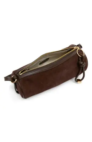 AIMEE The Skipper Barrel Leather Shoulder Bag - Fudge Suede