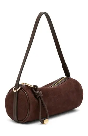 AIMEE The Skipper Barrel Leather Shoulder Bag - Fudge Suede