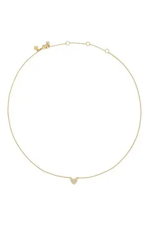 Kate Spade New York Pavé Heart Mini Pendant Necklace - Clear/gold.