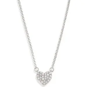 Kate Spade New York Pavé Heart Mini Pendant Necklace - Clear/silver.