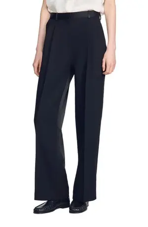Sandro Mixed-material Satin Trousers