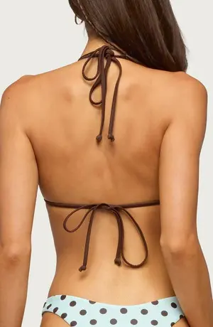 EDIKTED Melanie Polka Dot Triangle Bikini Top